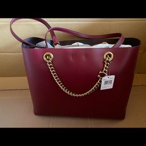 Coach | Bags | Coach Signature Chain Leather Medium Tote Bag | Poshmark
